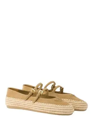 Prada Suede Ballerinas Ecru