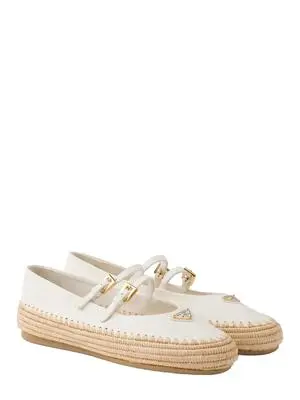 PRADA Prada Nappa Leather And Raffia Ballerinas