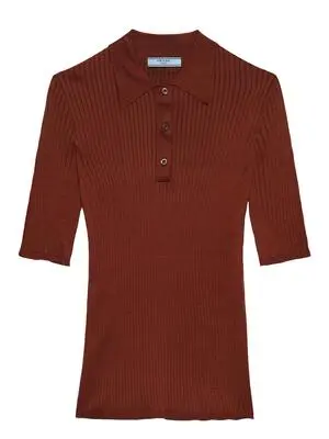 Prada Cotton Polo Sweater - Rust