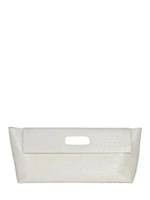 Jeffrey Campbell Toolbox Leather Clutch - White Ostrich