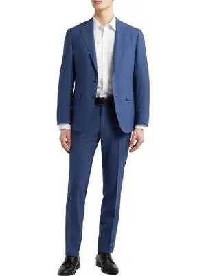 Canali Capri Trim Fit Solid Blue Impeccabile Super 130s Wool Suit - Med Blue