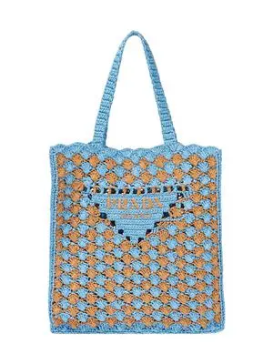 Prada Logo Crochet Shopper - Blue