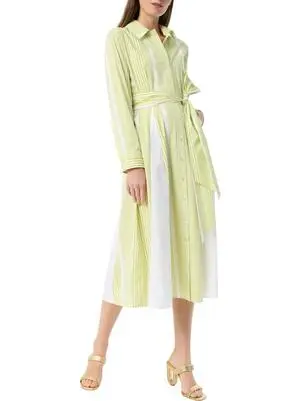 DO BY DEE OCLEPPO Ava Long Sleeve Shirt Dress - Apple Green- Shirting Stripe