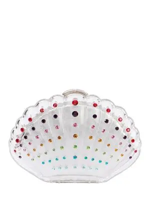 AQUAZZURA Crystal Shell Embellished Clutch - Multicoloured