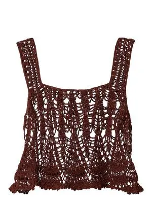 Anna Kosturova Anna Kosturova Crochet Cotton Crop Top Brown
