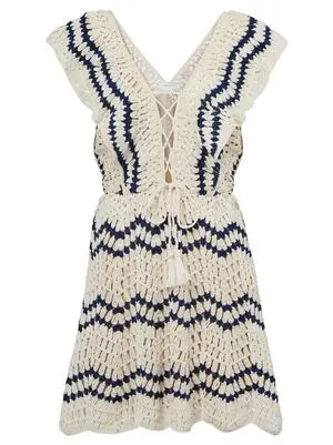 ANNA KOSTUROVA White Seaside Crochet Polo Dress