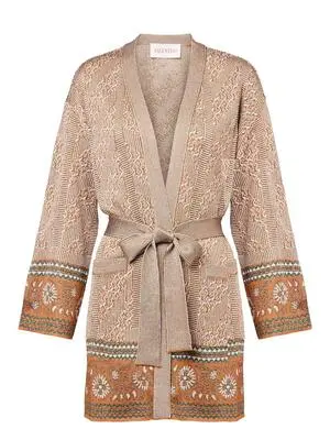 VALENTINO Valentino Jacquard Lamé Wrap Cardigan