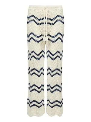 Anna Kosturova Nautical Crochet Wide-leg Pants - White