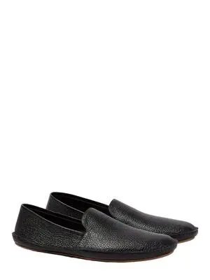 THE ROW Vasko Leather Slip-on Shoes - Black