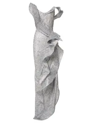 Maticevski Satellite Wave Ruffled Gown - Silver