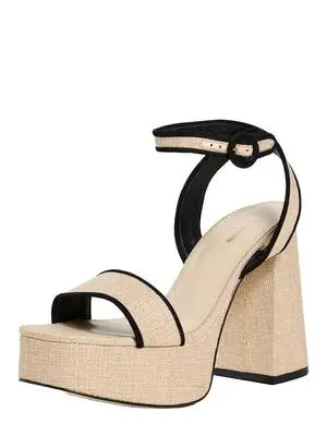 Larroude Dolly Platform Sandals - Beige/black