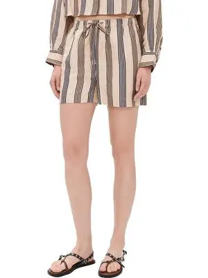 Rag & Bone Logan Linen Striped Shorts - Cream Stripe