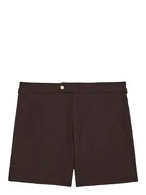 REISS Straight-leg Swim Shorts - Chocolate Brown