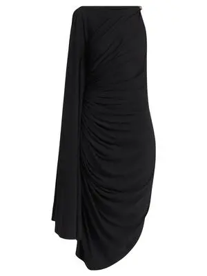 Bottega Veneta Frog Draped Viscose Jersey Cape Dress - Nero
