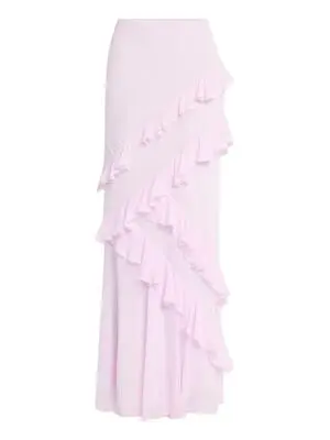 LoveShackFancy Mitnessa Asymmetric Ruffle Maxi Skirt - Soft Lilac