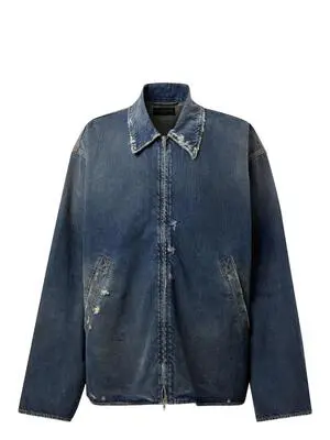 Balenciaga Distressed Denim Jacket - Blue