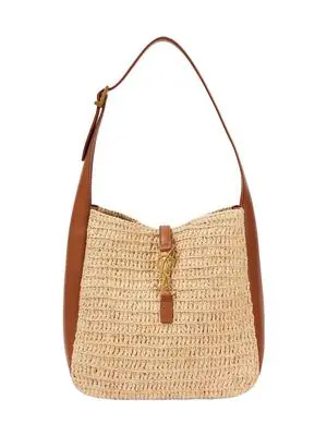 Saint Laurent Le 5 A 7 Small Raffia Shoulder Bag - Neutrals