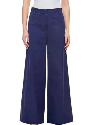 Alberto Biani Cotton Wide-leg Trousers - Blue
