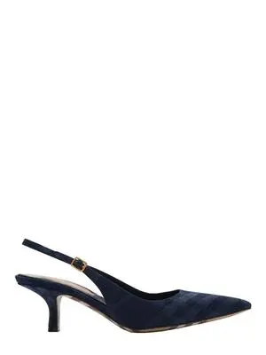 Burberry Check Slingback Pumps - Denim