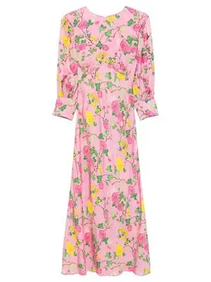 NISSA Printed Midi Dress - Pink