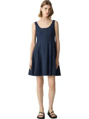 Theory Sleeveless Fit-and-flare Mini Dress - Nocturne Navy