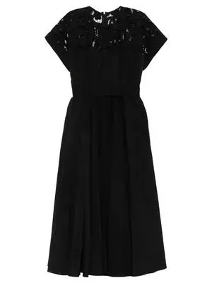 NISSA Lace-detailed Midi Dress - Black