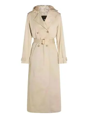 Add Hooded Belted Trench Coat - Neutrals