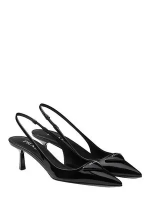 Prada Patent Leather Slingback Pumps - Black