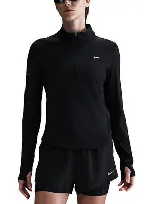 Nike Swift Dri-fit Mock Neck Half-zip Top - Black/refsil