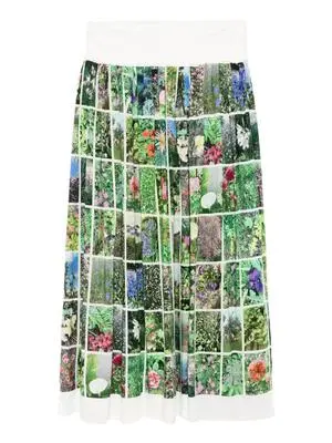 AGNÈS B. Graphic-print Pleated Skirt - Green
