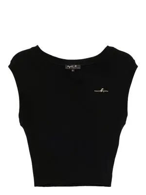 AGNÈS B. Logo-embroidered Knit Vest - Black