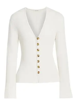 BY MALENE BIRGER Cirella Ribbed Cotton-blend Cardigan - Ivory