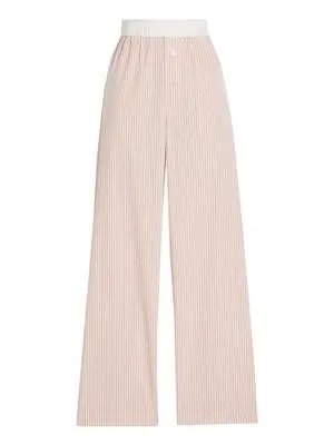BY MALENE BIRGER Helsy Striped Cotton-poplin Pants - Baby Pink