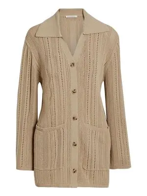 BY MALENE BIRGER Samina Pointelle-knit Cardigan - Sand