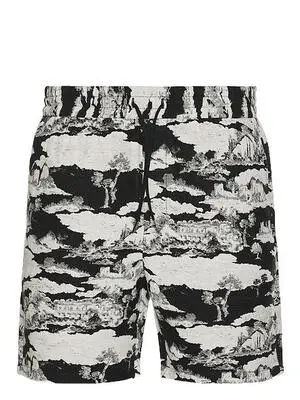 LES DEUX Otto Ruins Jacquard Shorts - Black & White