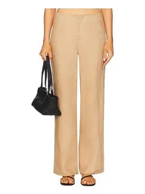 Bardot Balia Hipster Linen Pant - Latte