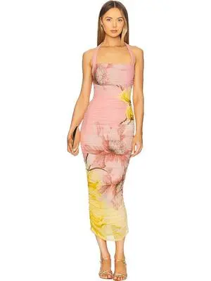 AFRM Indina Halter Dress - Coral Bloom
