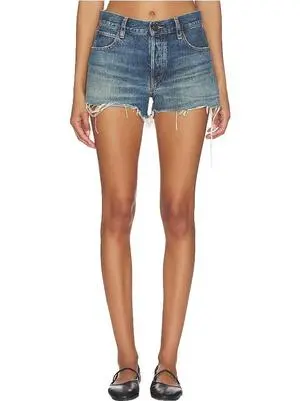 FRAME The Hang Short In Blue Denim - Vida