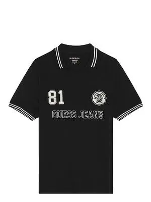Guess Soccer Polo In Black - Jet Black
