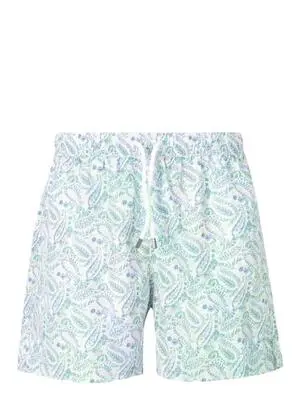 Fedeli Floral-print Swim Shorts - Green