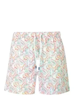 Fedeli Paisley-print Swim Shorts - Orange