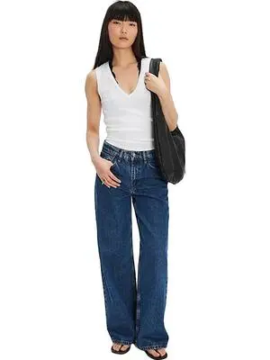 DALA Sling Mid-Rise Boyfriend Jeans Flat Blue
