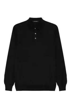 Tagliatore Fine-knit Polo Shirt - Black