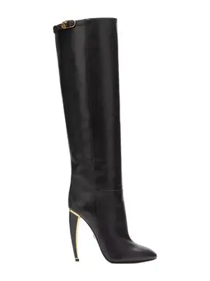 Roberto Cavalli Knee-high Boots With Sculpted Heel - Black