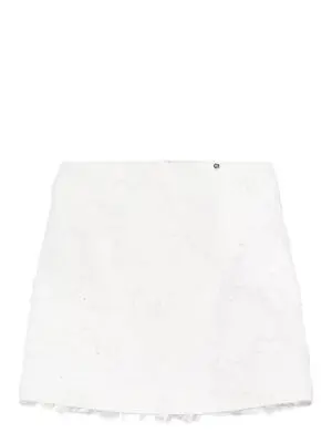 NISSA Floral-jacquard Skirt - White