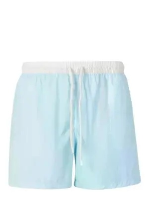 Fedeli Contrast-trim Swim Shorts - Blue