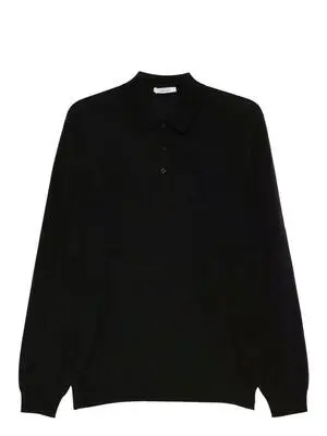 KANGRA Fine-knit Polo Shirt - Black