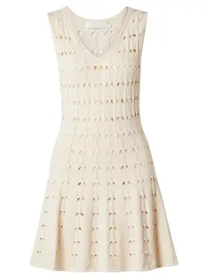 Zimmermann Rhiannon Cutout Pointelle-knit Cotton-blend Mini Dress - Cream