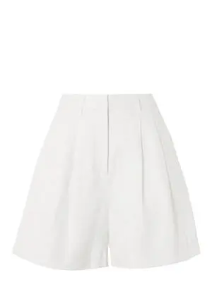 Posse Marchello Pleated Linen Bermuda Shorts - Ivory