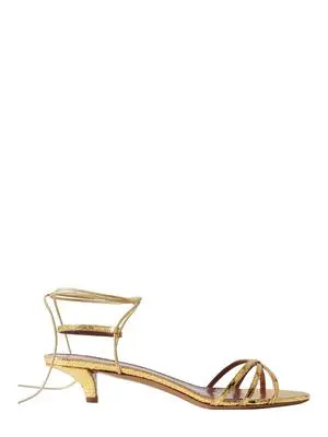 Paris Texas Linda Metallic Snake-effect Leather Sandals - Gold